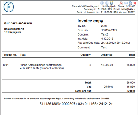 Sales and stock > File administration > Invoice > Registration ... Sales and stock > File administration > Invoice > Registration ...